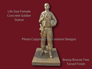 LIFE-SIZE FEMALE CONCRETE HERO SOLDIER STATUE - SVJ Creative Designs